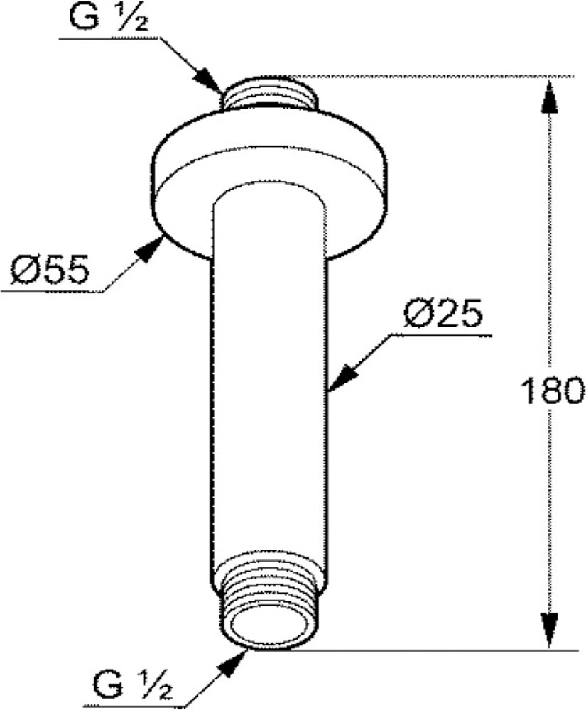 Ceiling shower arm 150 mm RAK10011 – Granito | Tiles and Sanitary ware ...