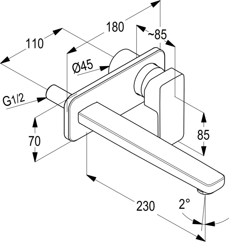 PROFILE STAR concealed 2-hole single lever basin mixer trim set ...